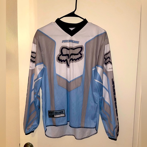 Fox | Tops | Fox Racing Motocross Jersey Womans Small Baby Blue | Poshmark